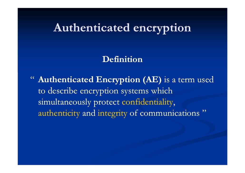 Authenticated Encryption Gcm Ccm