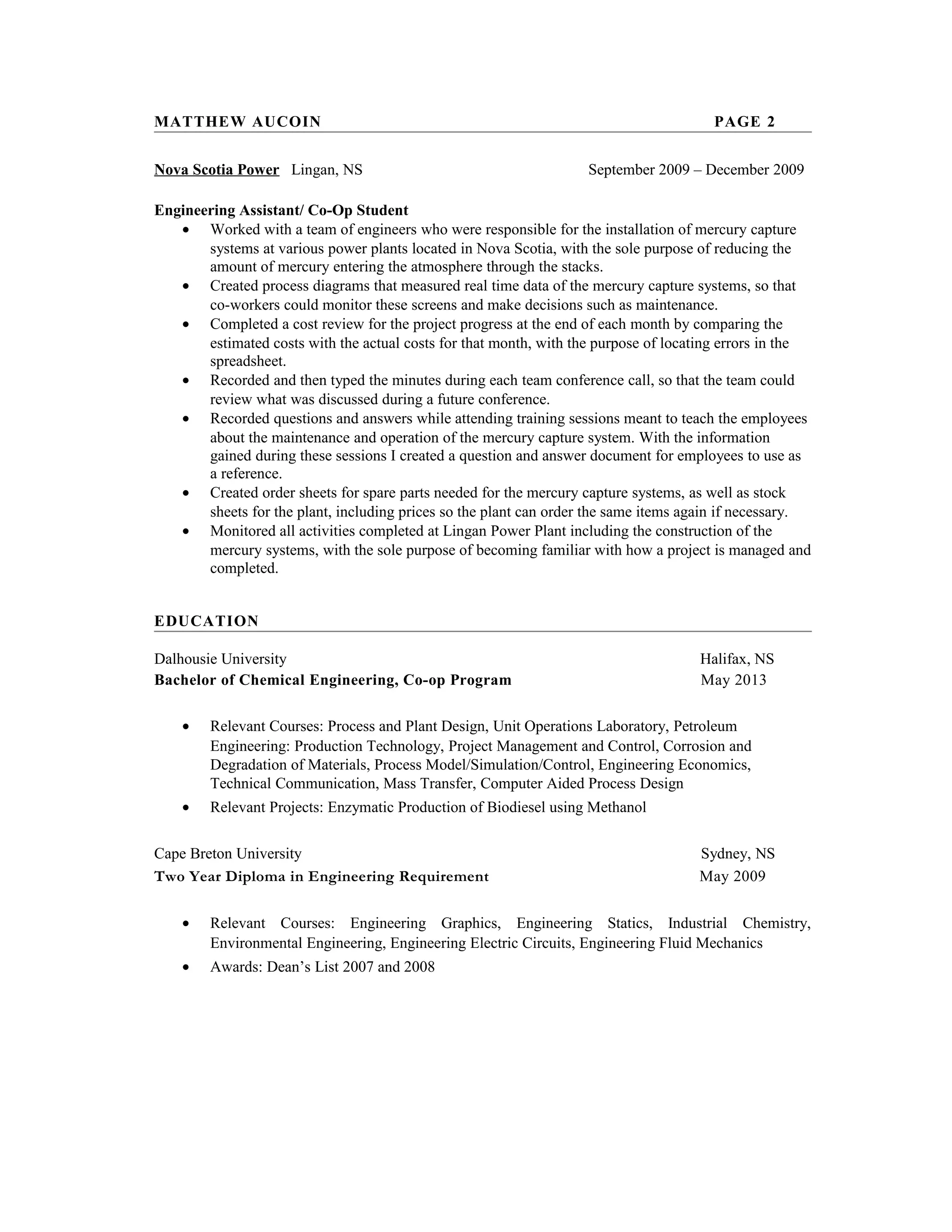 Matthew Aucoin's Professional CV | DOC