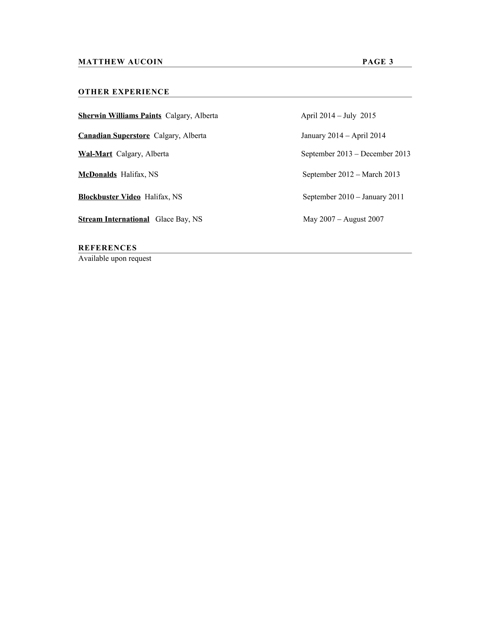 Matthew Aucoin's Professional CV | DOC