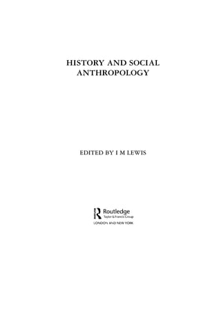 History And Social Anthropology I M Lewis | PDF