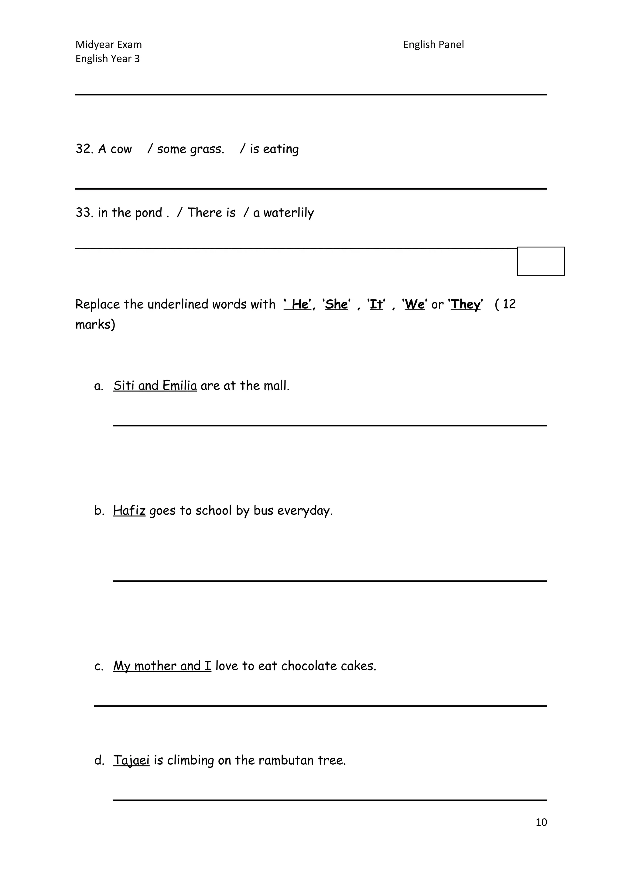 256433305 midyear-exam-english-year-3-2012 | DOC