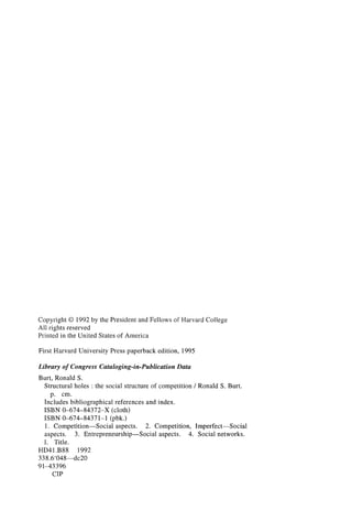 Structural Holes The Social Structure Of Competition Ronald S Burt | PDF