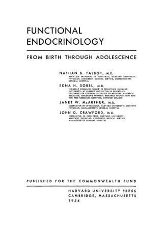 Functional Endocrinology From Birth Through Adolescence John D Crawford ...