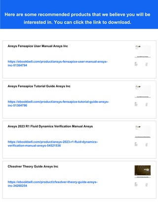 Ansys Fensapice In Ansys Workbench Users Guide Ansys Inc | PDF