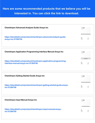Chemkinpro Visualization Manual Ansys Inc | PDF