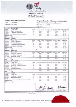 BBA Certificate & Transcripts | PDF