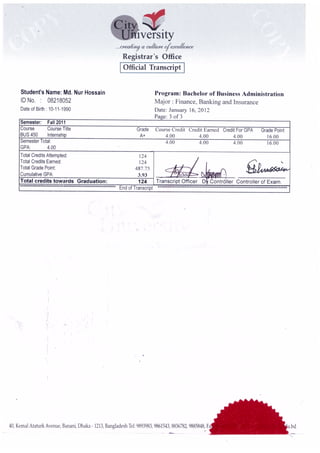 BBA Certificate & Transcripts | PDF