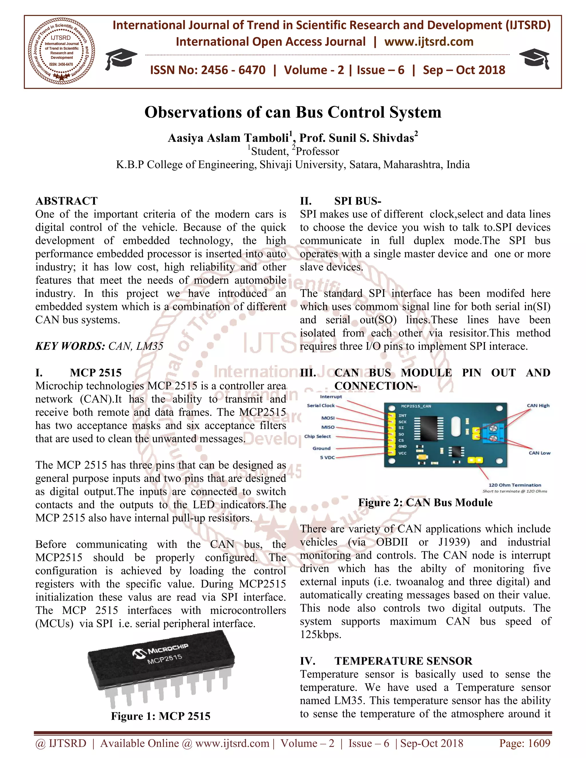 Observations of can Bus Control System | PDF