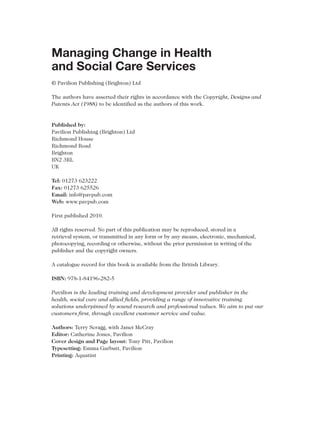 Managing Change In Health And Social Care Services 1st Edition Terry ...