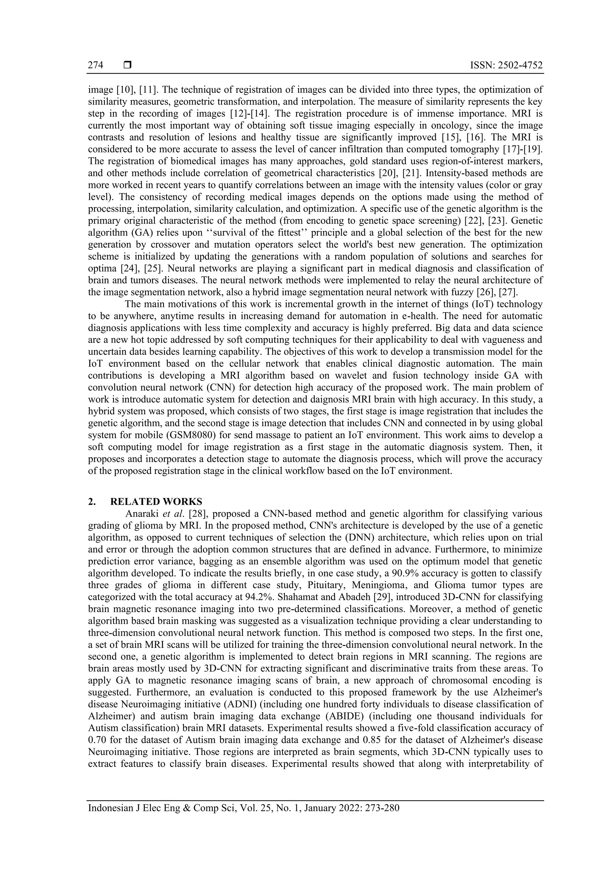 The IoT and registration of MRI brain diagnosis based on genetic algorithm and convolutional ...