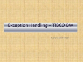 Tibco-Exception Handling | PDF