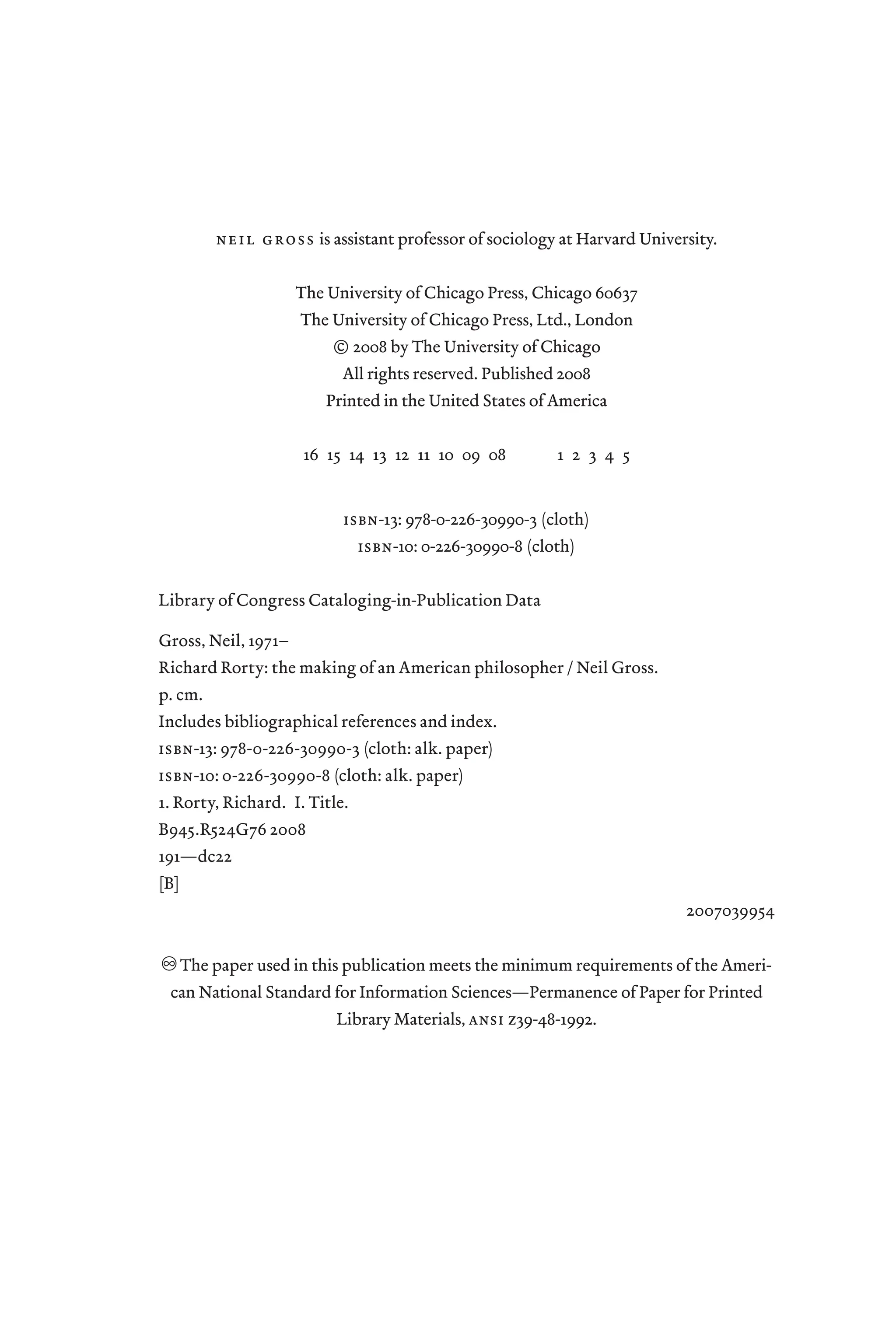 Richard Rorty The Making Of An American Philosopher Neil Gross | PDF