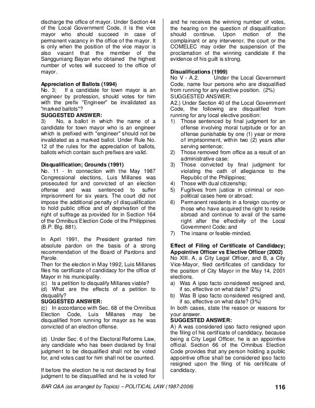 Political Law Bar Questions Guide