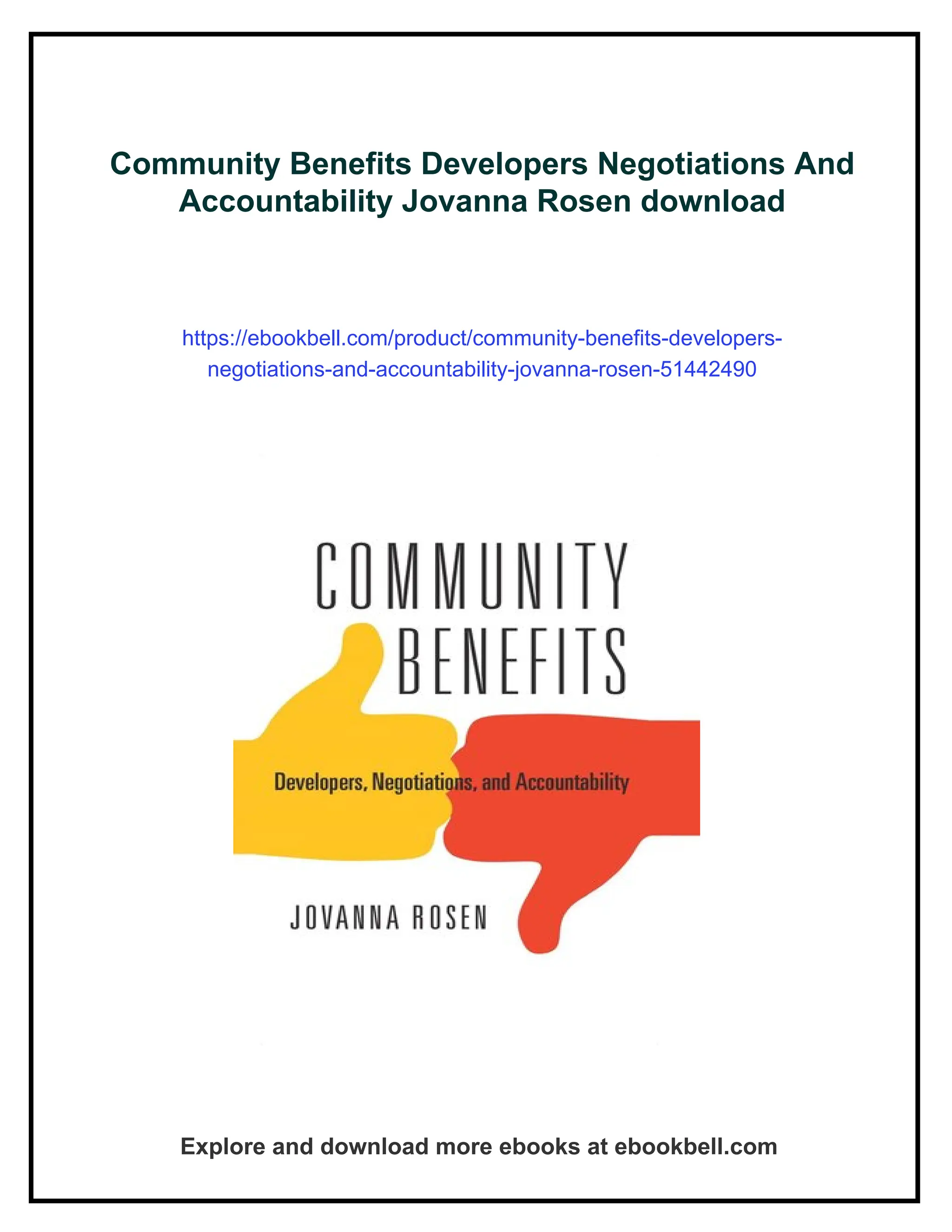Community Benefits Developers Negotiations And Accountability Jovanna ...