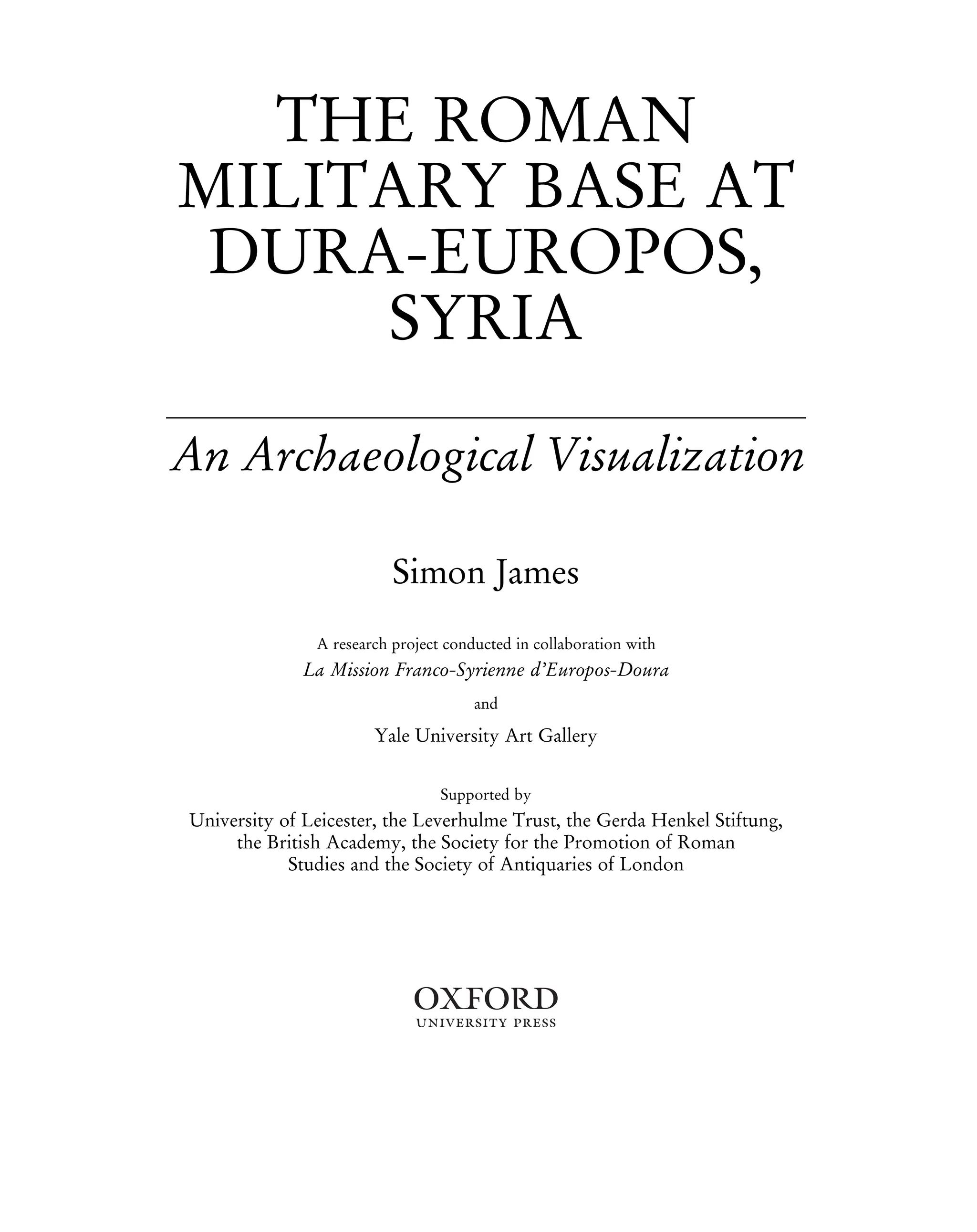 The Roman Military Base At Duraeuropos Syria An Archaeological ...