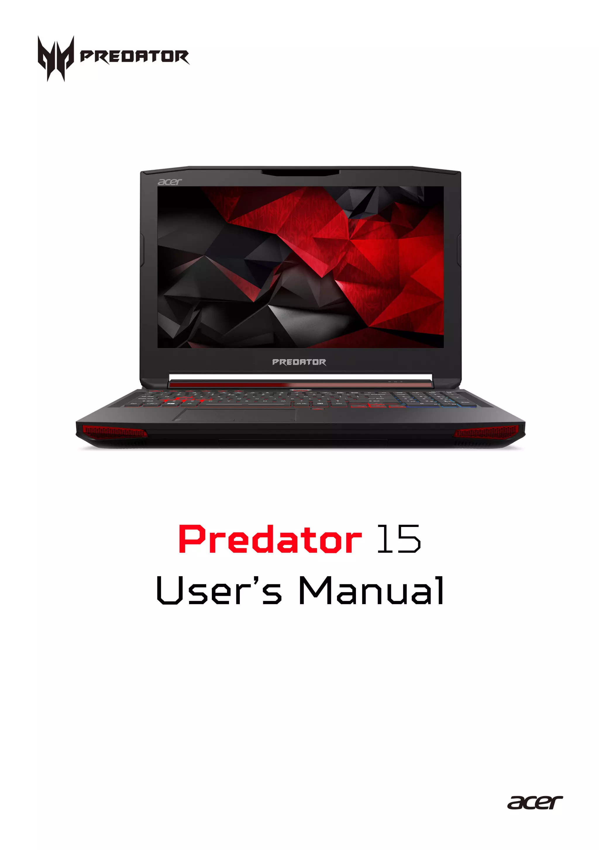 Acer Predator 15 Laptop - G9-593-77WF manual PDF download (English ...
