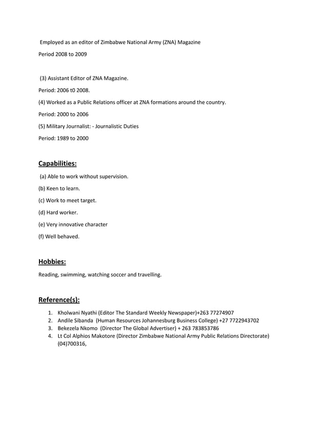 CV for Benson Dube(1)(1) | PDF