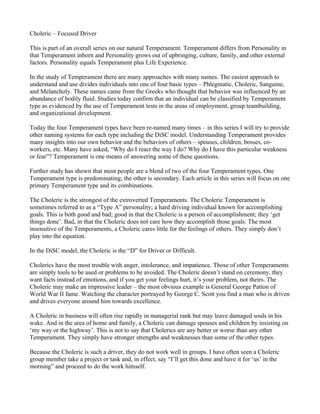 Choleric | DOC