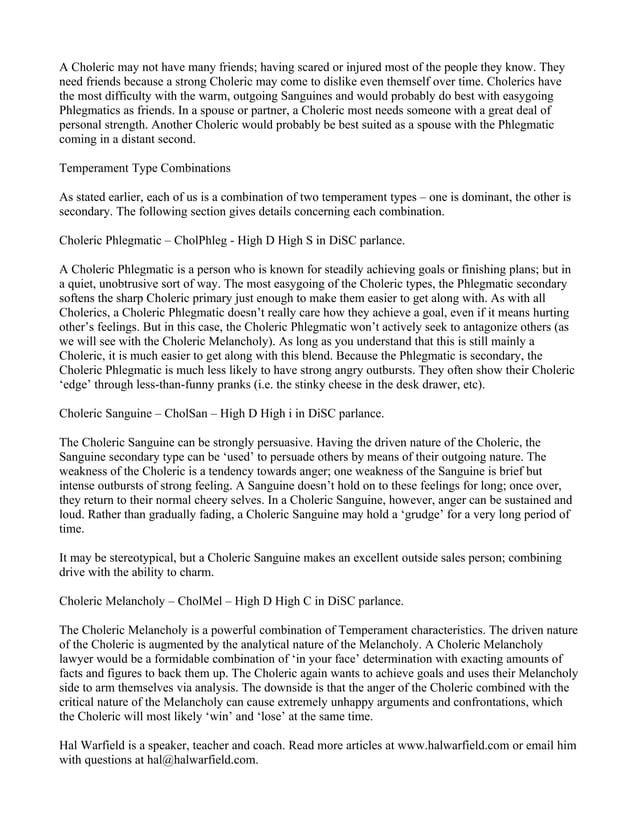 Choleric | DOC | Parenting Babies and Toddlers | Parenting