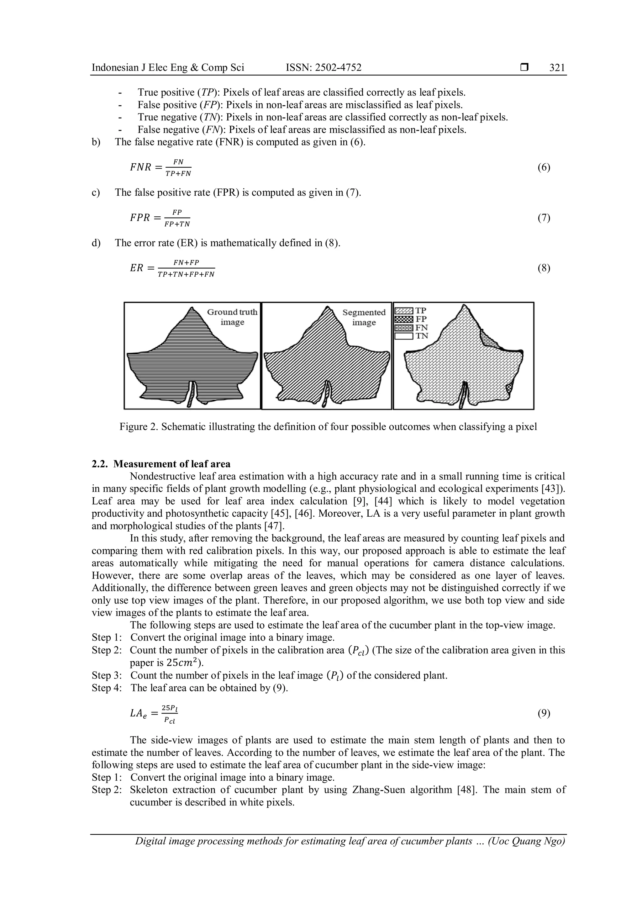 Digital image processing methods for estimating leaf area of cucumber plants | PDF