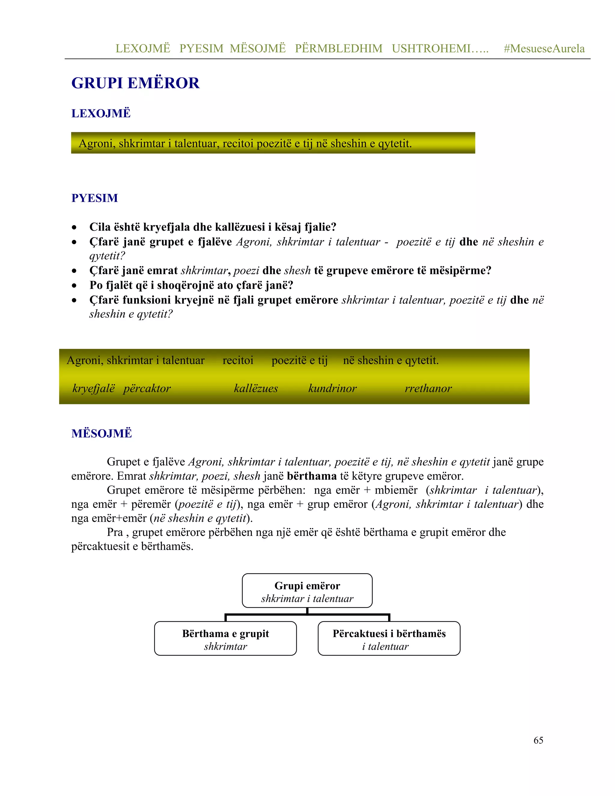 Gramatike-Lexojme-Pyesim-mesojme-Permbledhim-Ushtrohemi | PDF