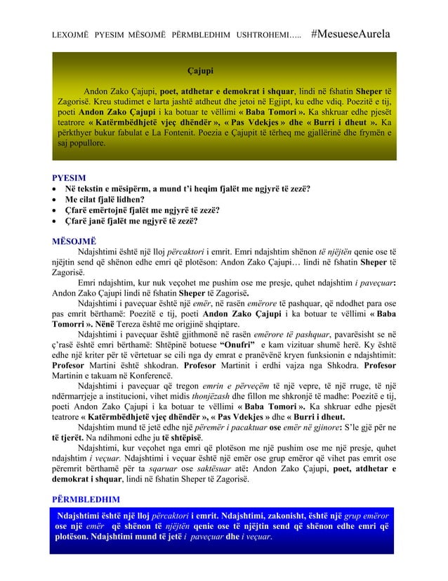 Gramatike-Lexojme-Pyesim-mesojme-Permbledhim-Ushtrohemi | PDF