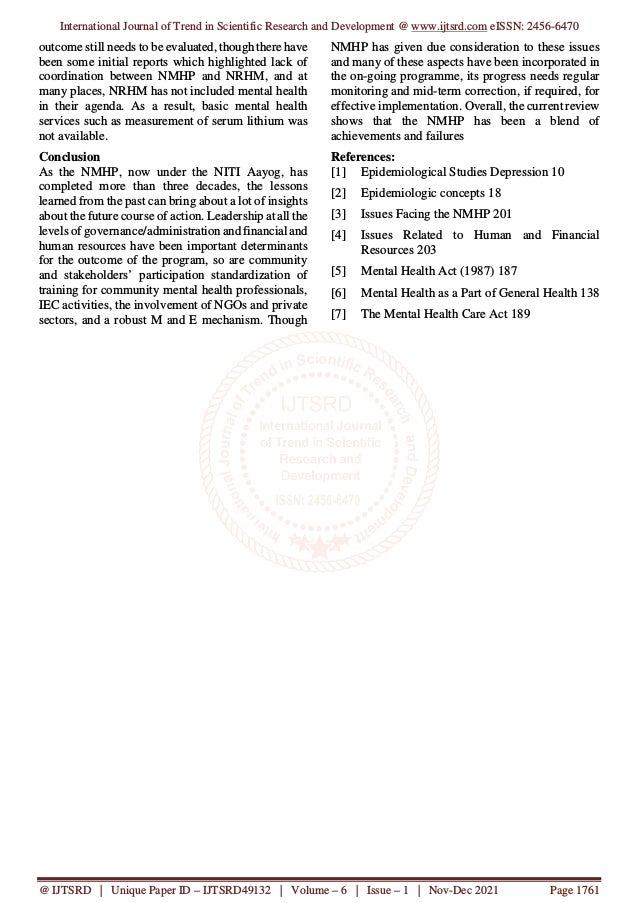 Assessment of Mental Health Policy and Programmes in India | PDF