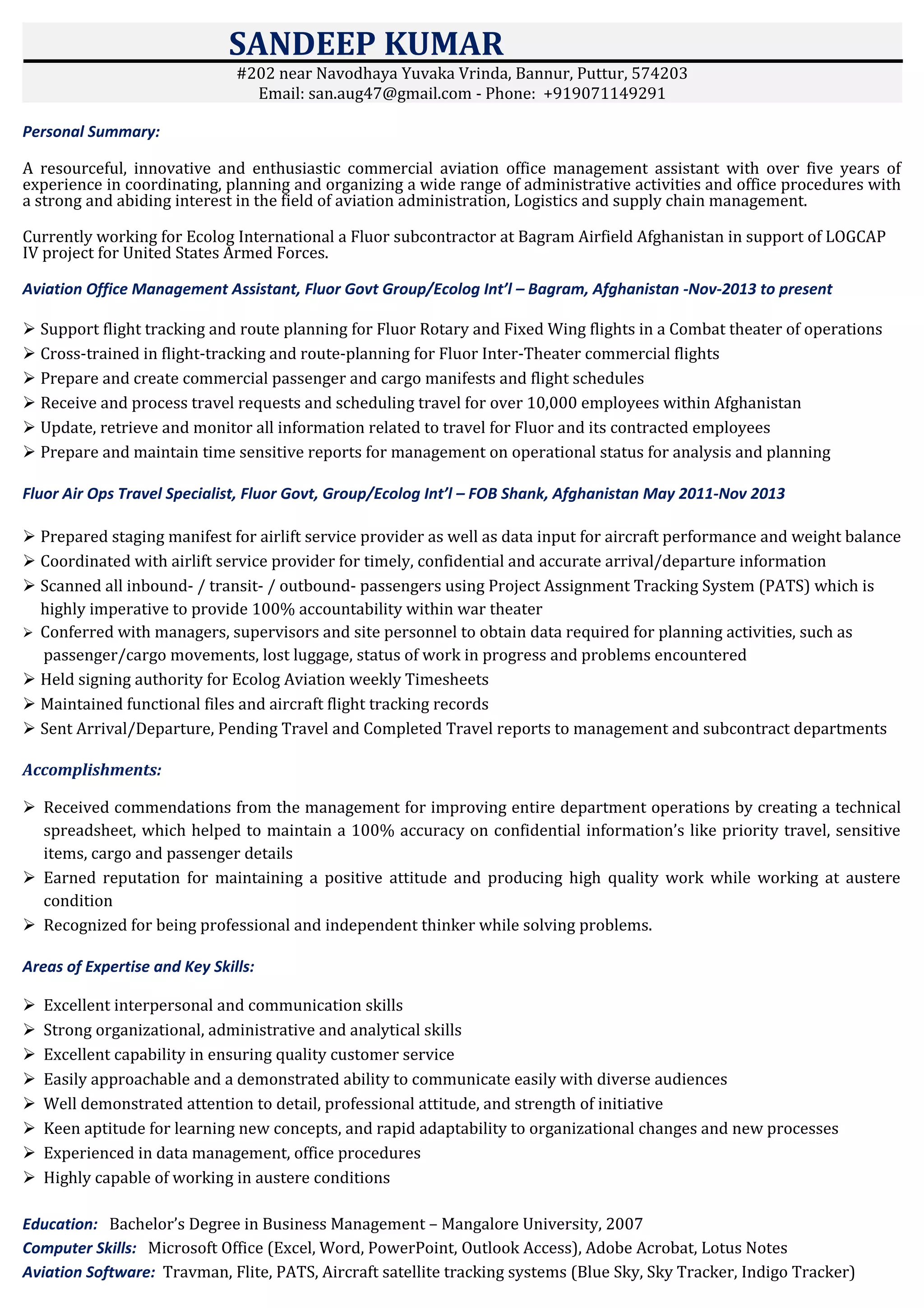 Sandeep - One page Resume Revised | DOC