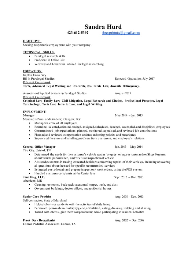 Sandra Hurd, Resume | PDF