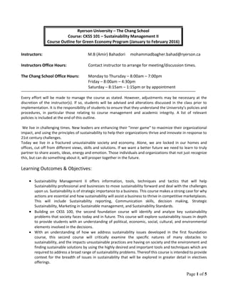 Course outline Sustainability Management II | PDF