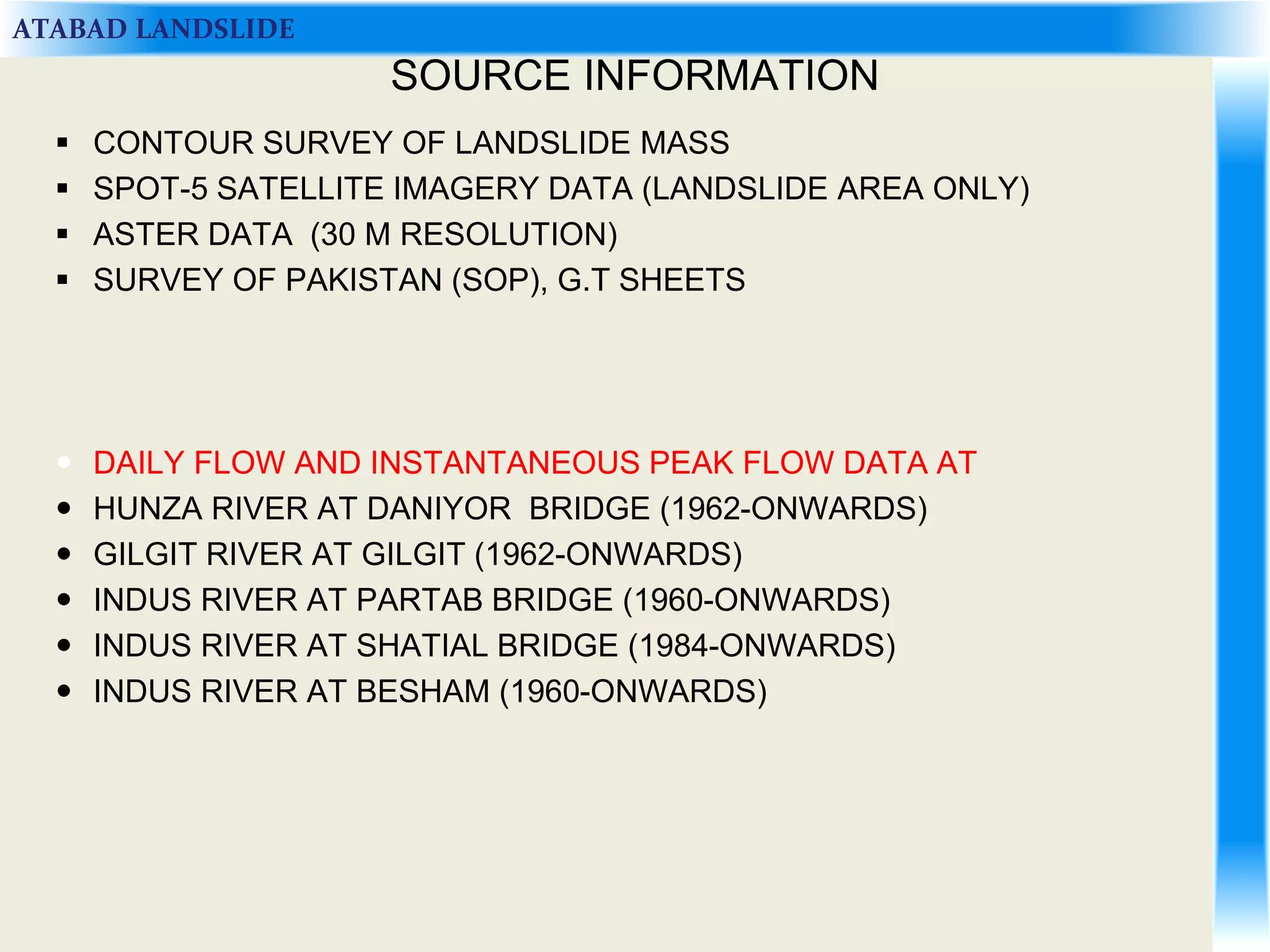 Dam Break Study-Hunza River by NESPAK | PPT