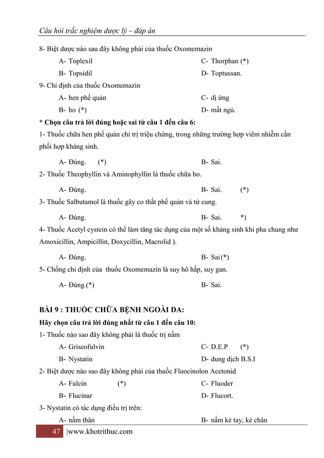 258008628-Trac-Nghiem-Duoc-Ly-Dap-An.doc