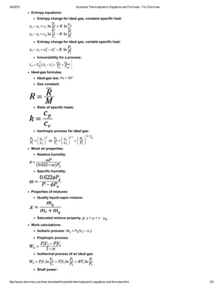 258121110 important-thermodynamic-equations-and-formulas-for-dummies | PDF