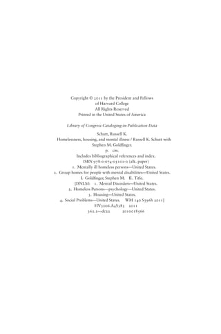 Homelessness Housing And Mental Illness Russell K Schutt Stephen M ...