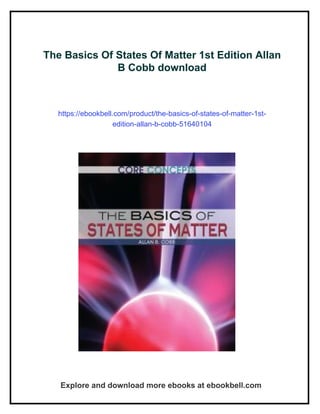 The Basics Of States Of Matter 1st Edition Allan B Cobb | PDF