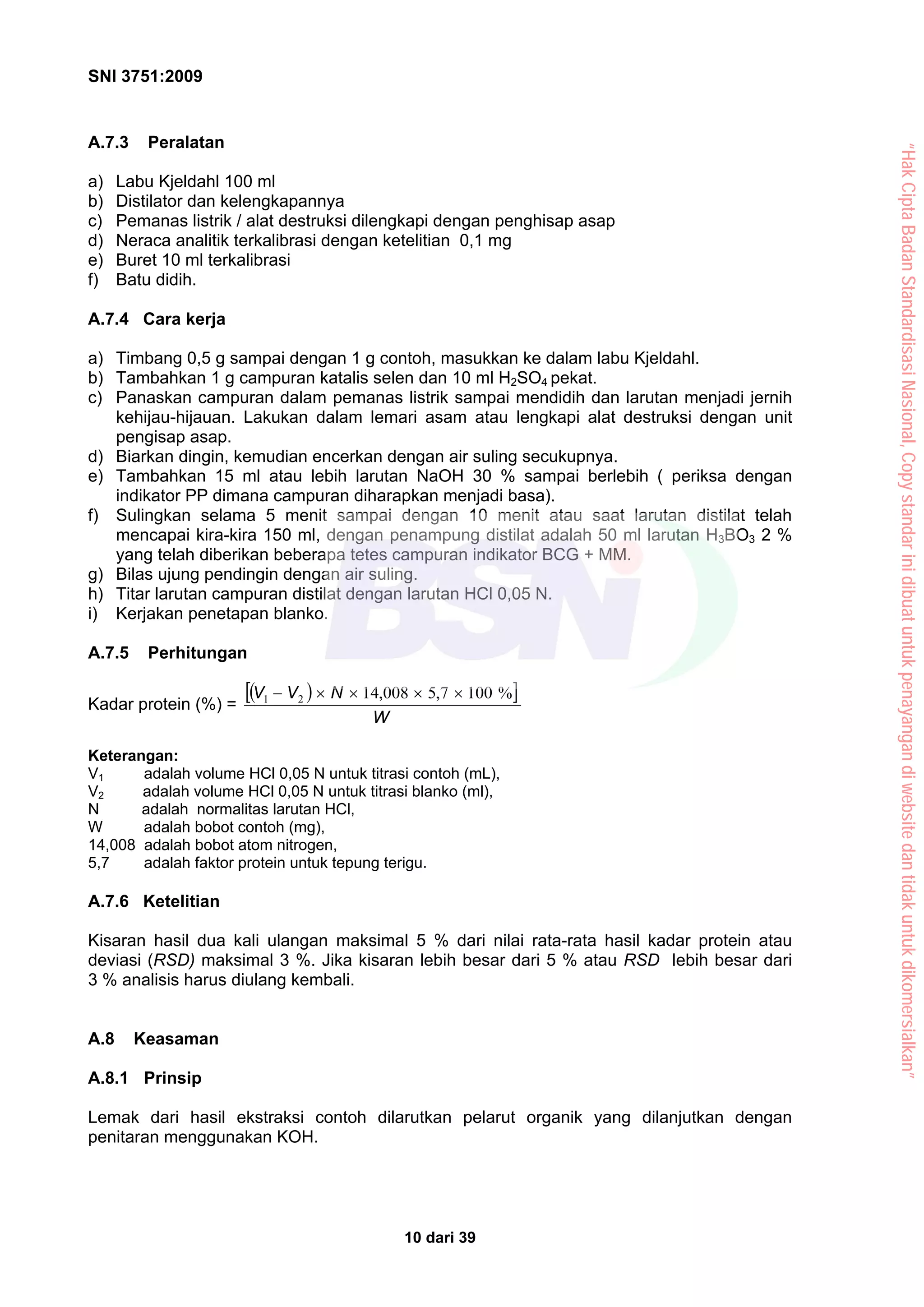 25820 sni 3751-2009 (tepung terigu) | PDF