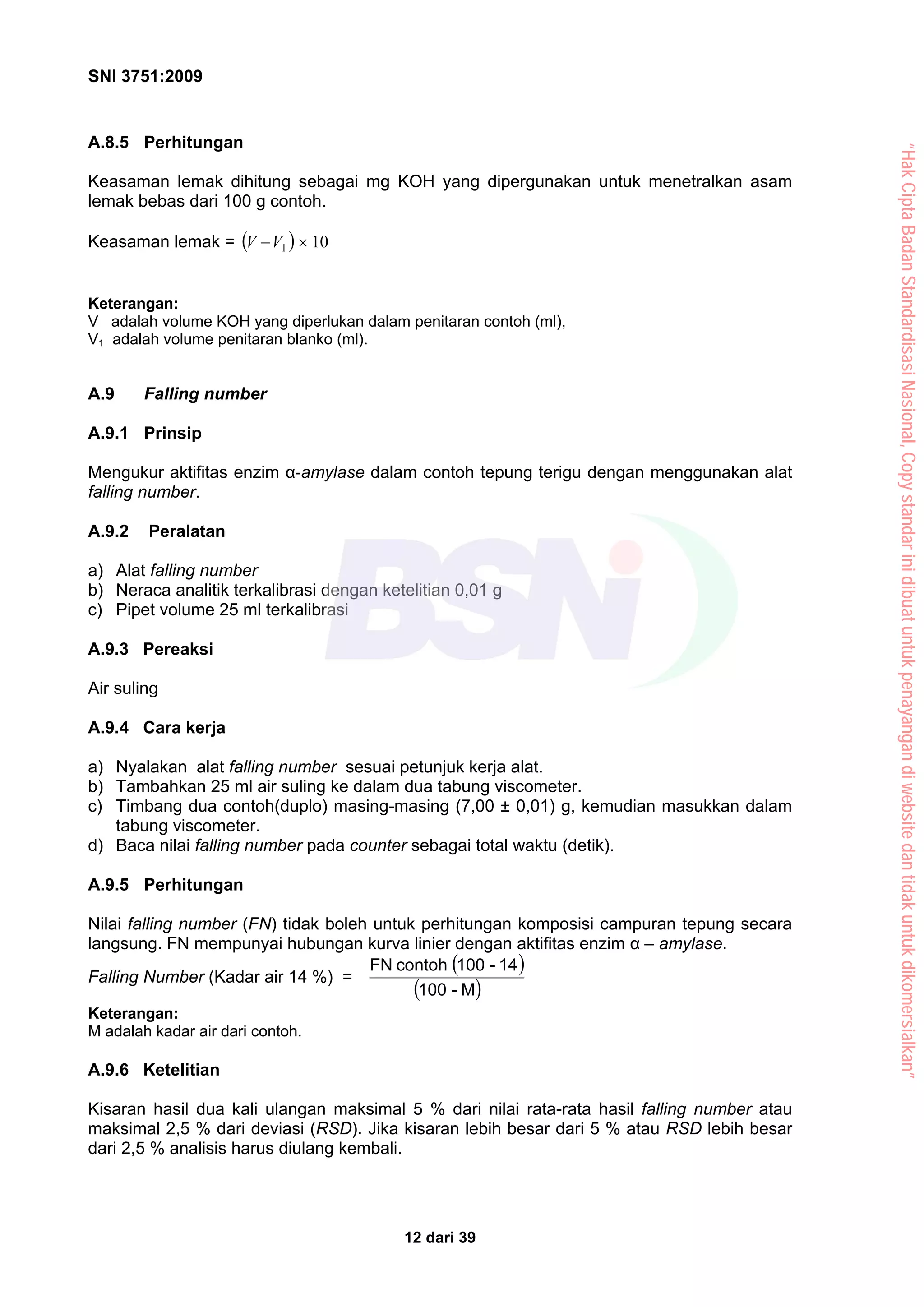 25820 sni 3751-2009 (tepung terigu) | PDF