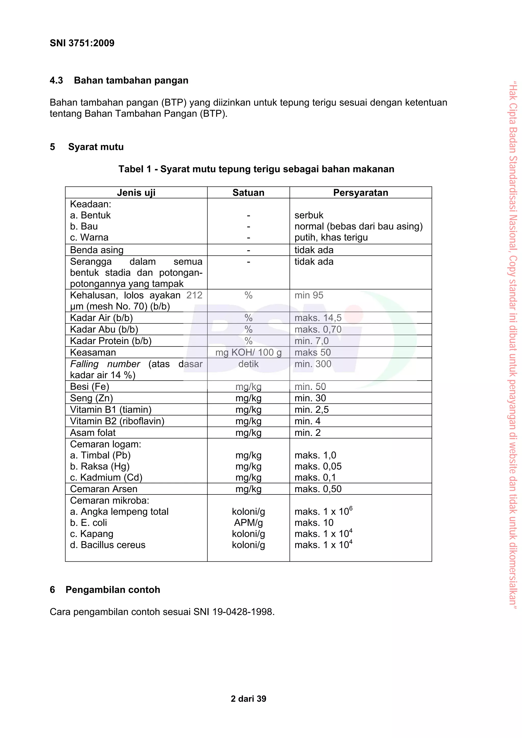 25820 sni 3751-2009 (tepung terigu) | PDF