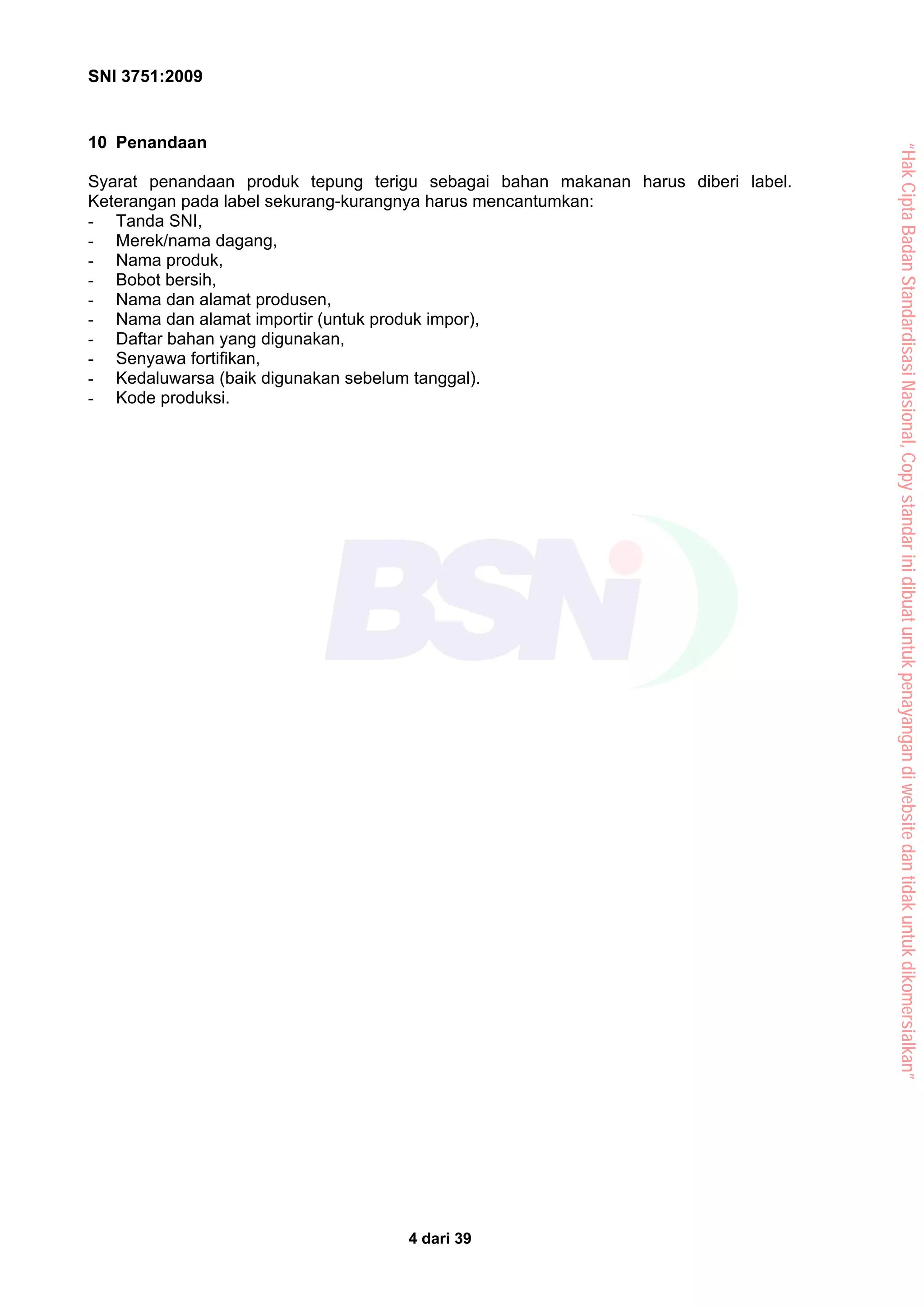 25820 sni 3751-2009 (tepung terigu) | PDF