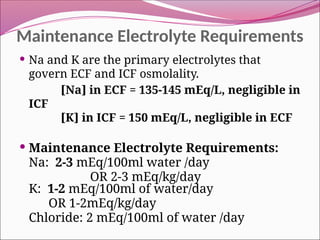 Fluids and electrolytes in pediatrics ppt | PPTX