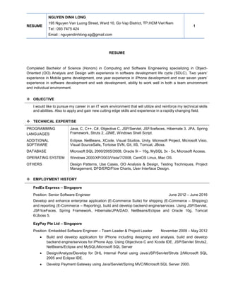NGUYEN DINH LONG - RESUME | PDF | Web Development | Internet