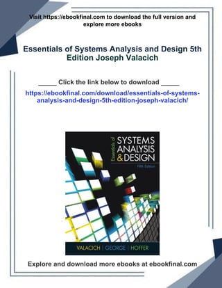 Essentials of Systems Analysis and Design 5th Edition Joseph Valacich | PDF