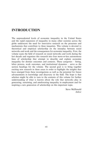 Networks Work And Inequality Steve Mcdonald Lisa Keister | PDF
