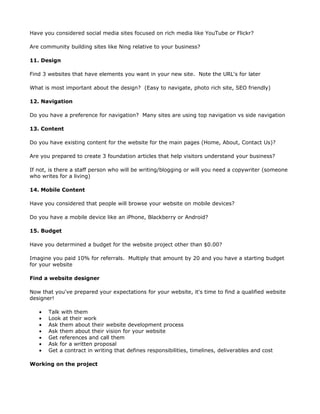 Small Business Blueprint: Checklist for Website Development | DOC | Web ...
