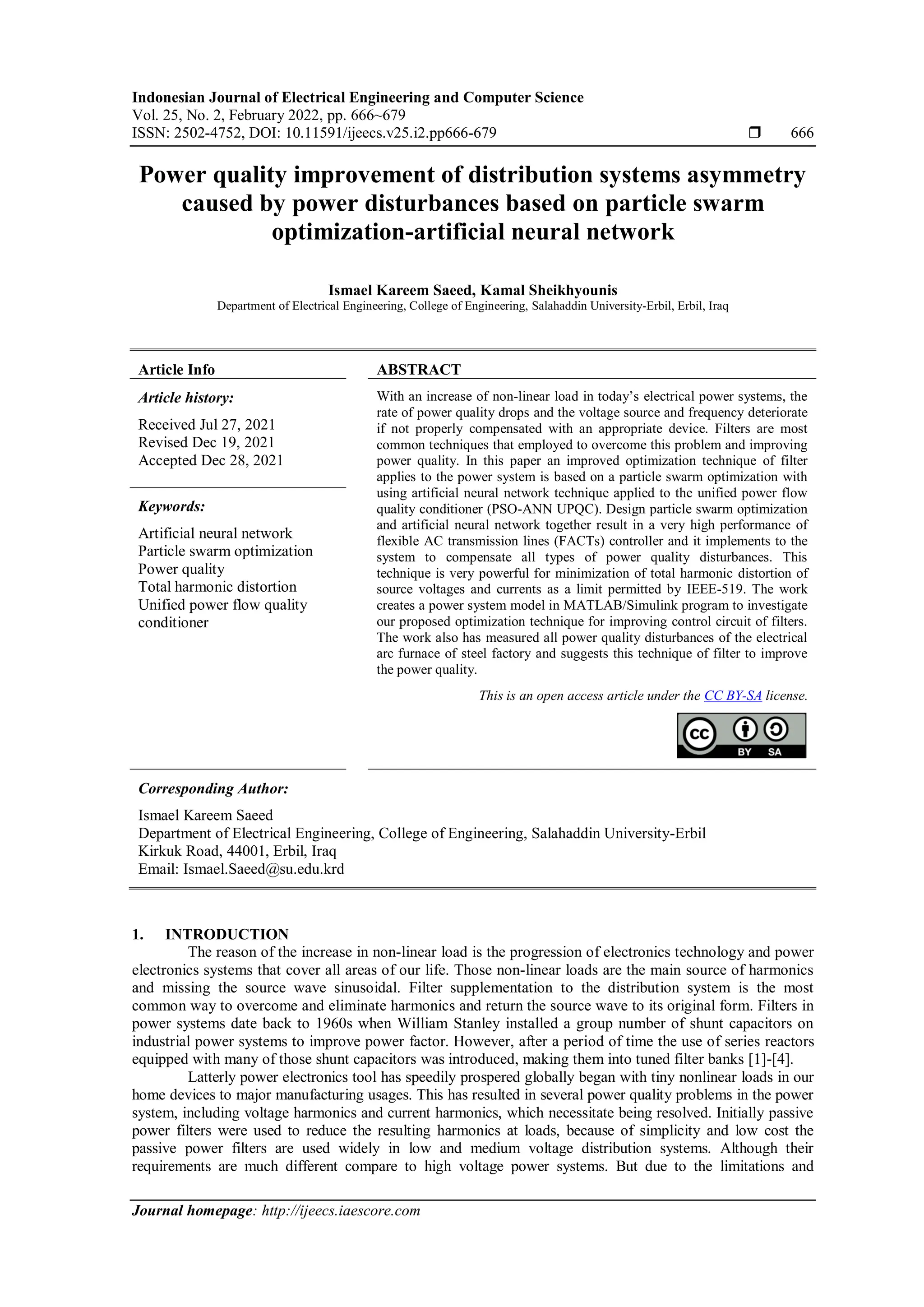 Power quality improvement of distribution systems asymmetry caused by power disturbances basedon ...