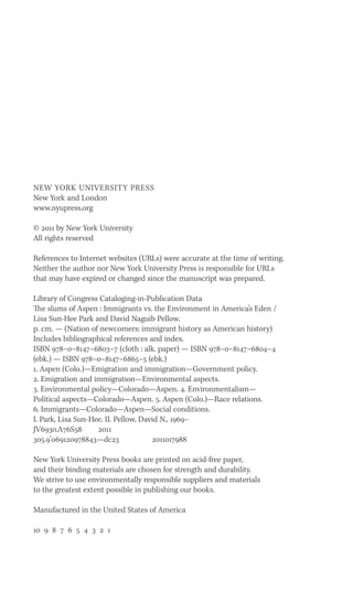The Slums Of Aspen Immigrants Vs The Environment In Americas Eden Lisa ...