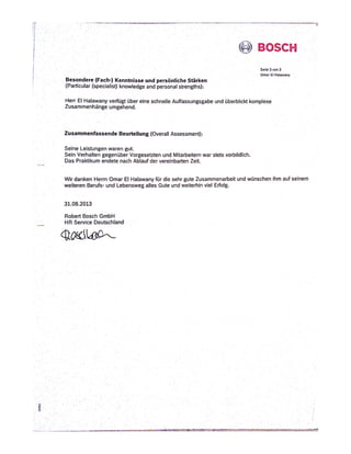 Bosch Internship Certificate - 2013 | PDF | Career Planning | Careers