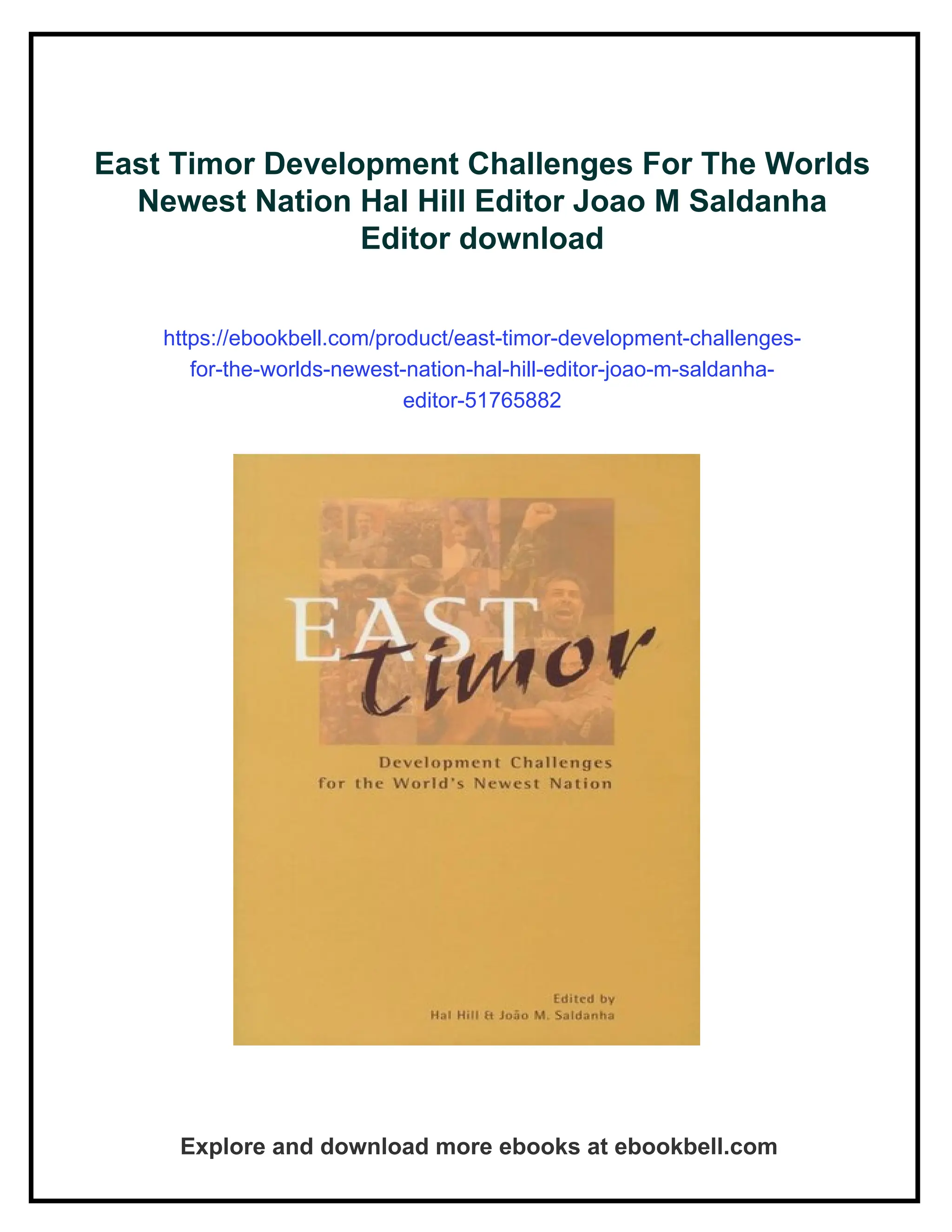 East Timor Development Challenges For The Worlds Newest Nation Hal Hill ...