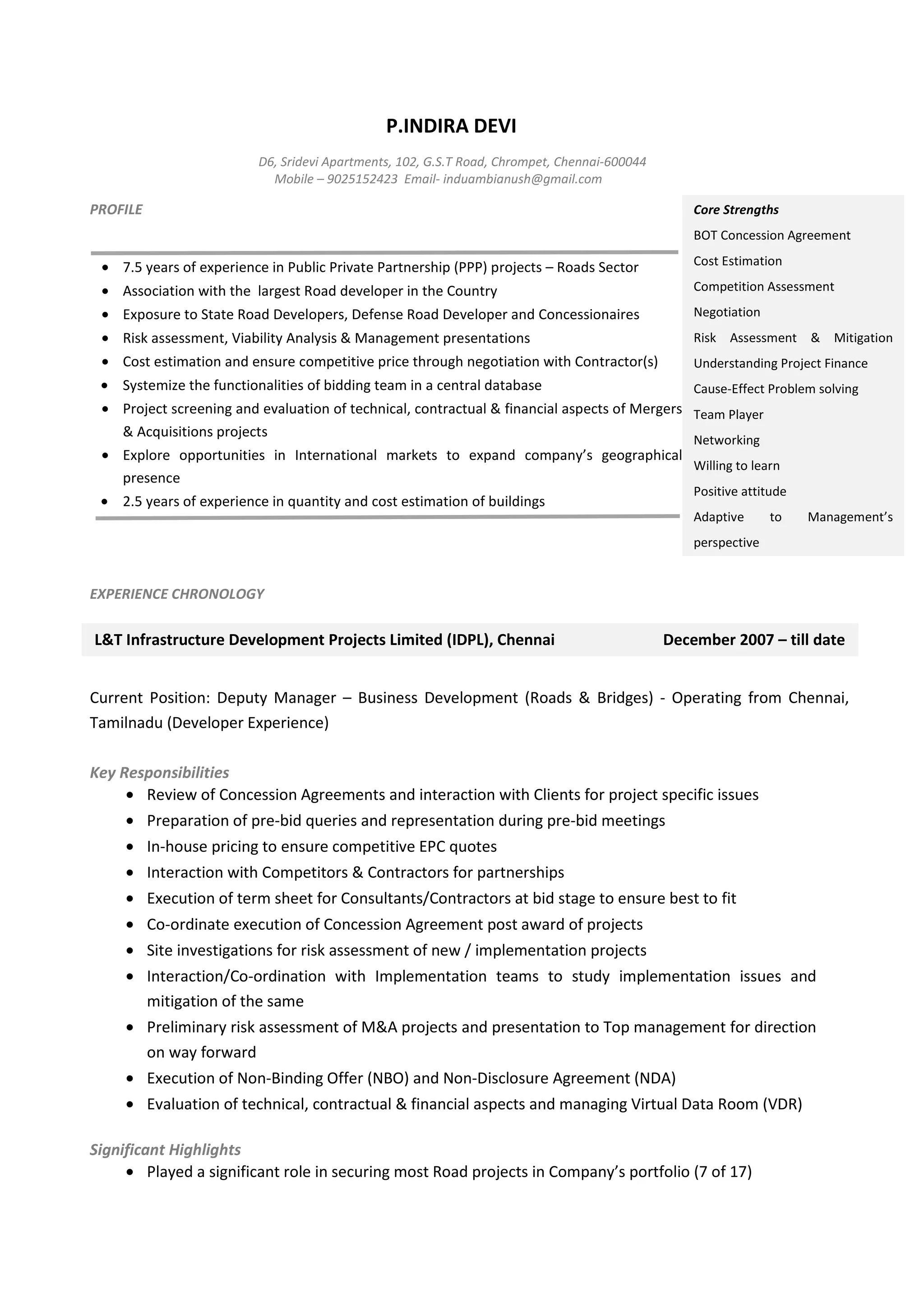 Curriculum Vitae-Indira Devi | PDF