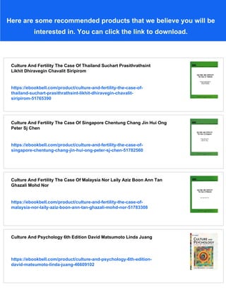 Culture And Fertility The Case Of The Philippines Amelia B Alfonso Leda ...